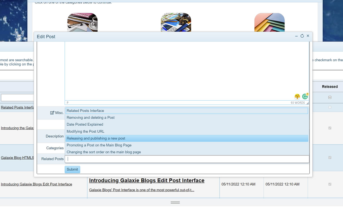 Category, Tags and Related Post HTML5 Interfaces
